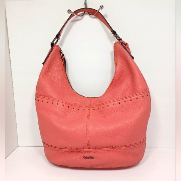 Calvin Klein | Bags | Calvin Klein Ck Pink Salmon Avery Pebble Hobo ...